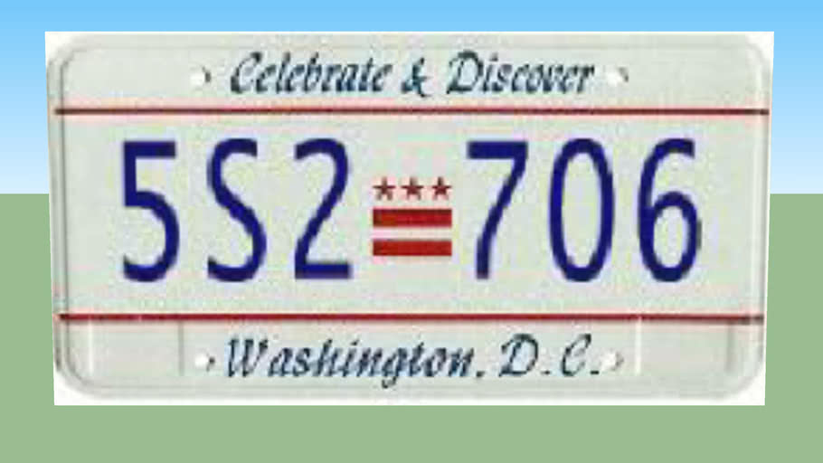 1991 Washington, D.C. License plate - 5S2 706 | 3D Warehouse