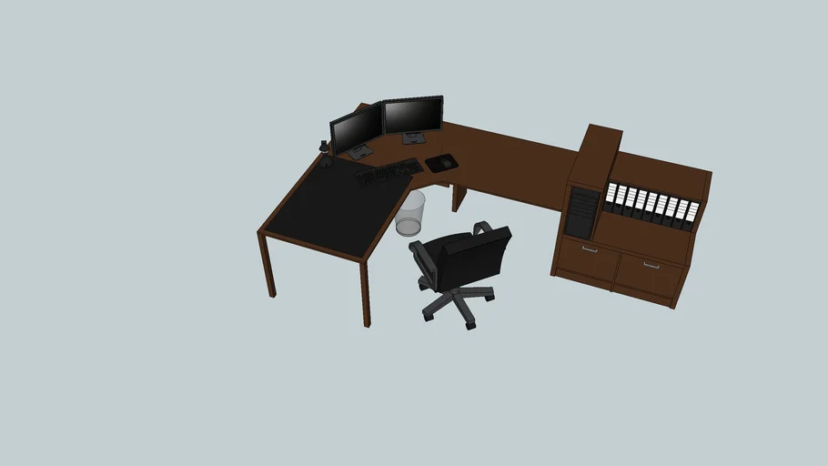 Custom Double Screen Computer Table | 3D Warehouse