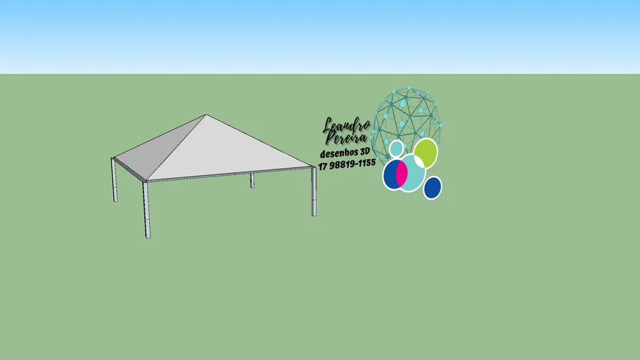 TENDA PIRAMIDAL 10X10X3M COM CALHA | 3D Warehouse