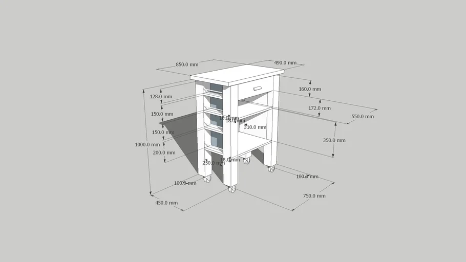 kitchen trolley butchers block | 3D Warehouse