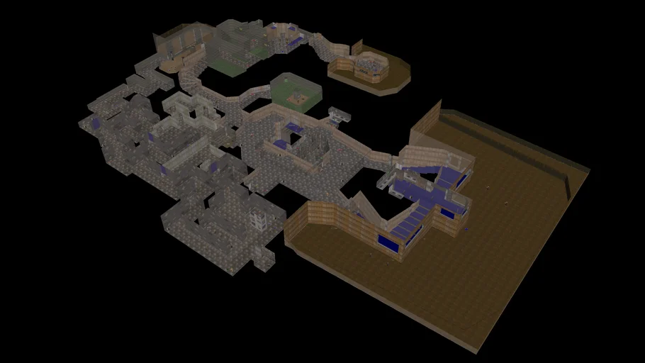 Doom level E1M2 - semi transparent outer walls | 3D Warehouse
