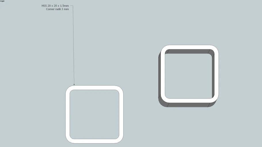 20 x 20 x 1.5mm HSS square tube | 3D Warehouse
