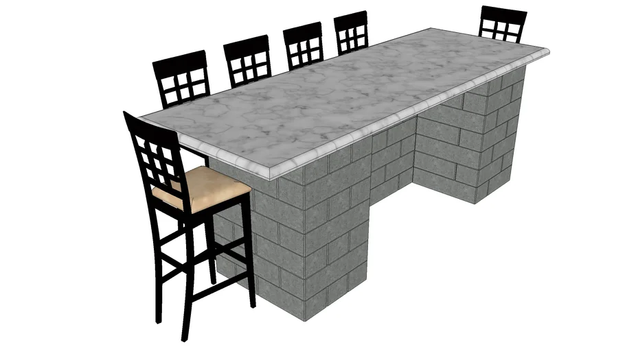 Allan Block Metro Patio Bar - 32'x104' - Gray | 3D Warehouse