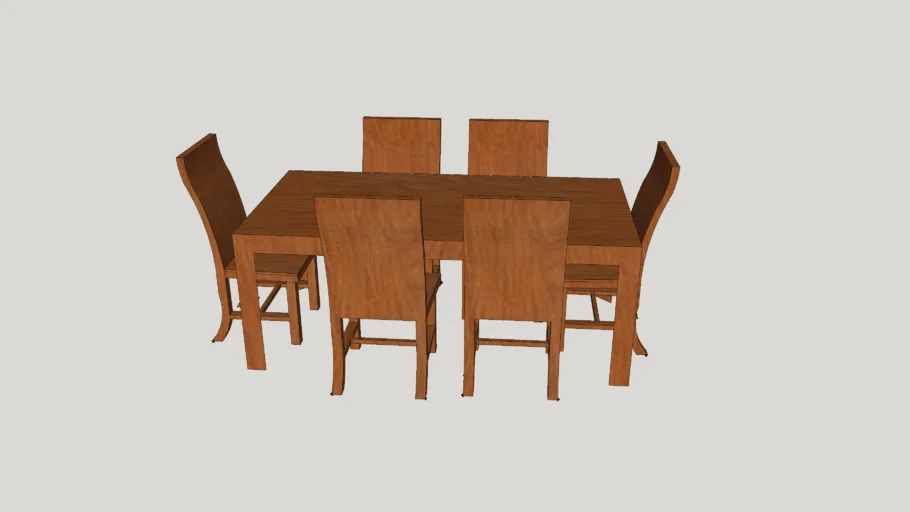 Walnut Dining Table and Chairs | 3D Warehouse