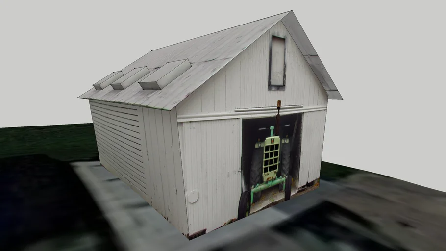 White Corn Crib with Tractor | 3D Warehouse