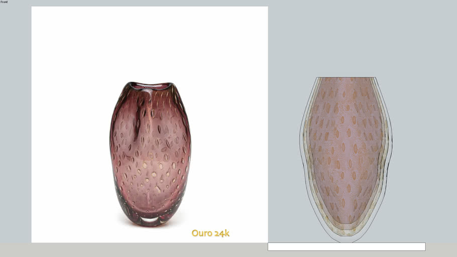 Vaso Roca Mini Alto Tela Roxo com Ouro - Murano Cristais Cadoro | 3D ...