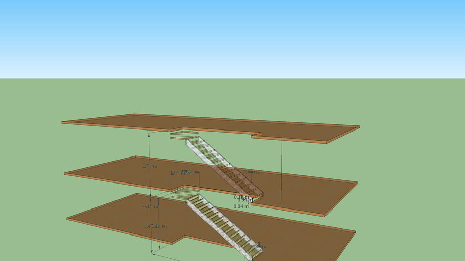 ESCALERAS DOS TRAMOS PISO 1 Y 2 | 3D Warehouse
