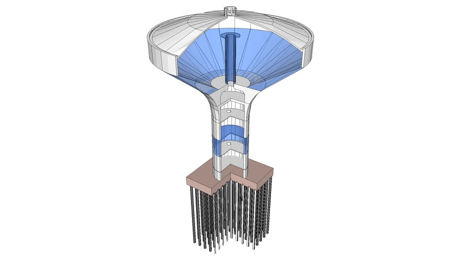 Elevated Mushroom Shape Water Tank | 3D Warehouse