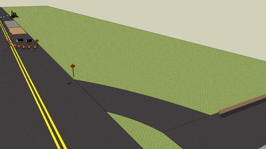 Highway with road works | 3D Warehouse
