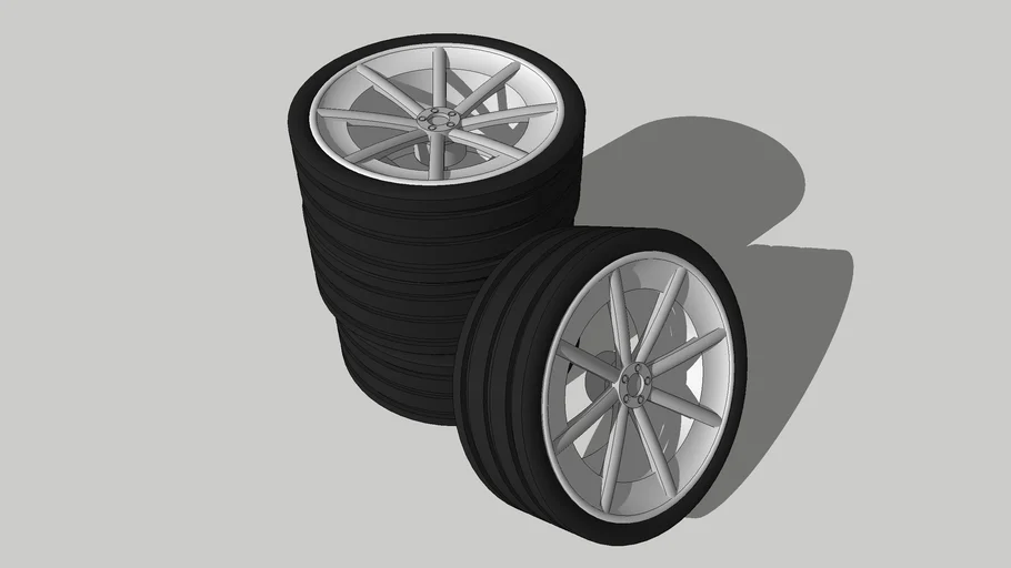 Set of car rims with tires | 3D Warehouse