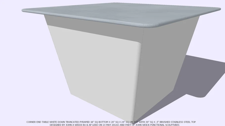 END TABLE CORNER WHITE TRUNCATED PYRAMID ST ST TOP BY JOHN A WEICK RA ...