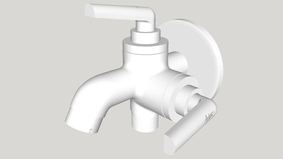 ARBO AQ-1105 2 Way Bib Tap Side Handle With Wall Flange | 3D Warehouse