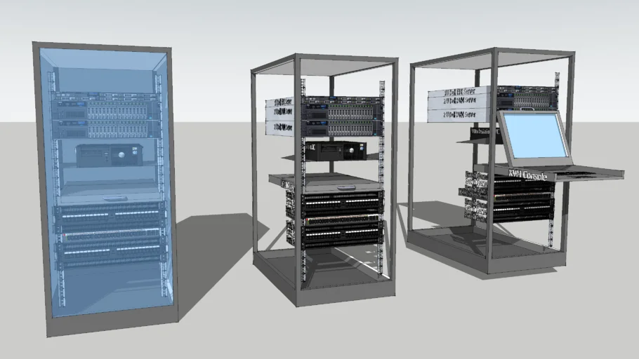 25U Network Rack with Servers | 3D Warehouse