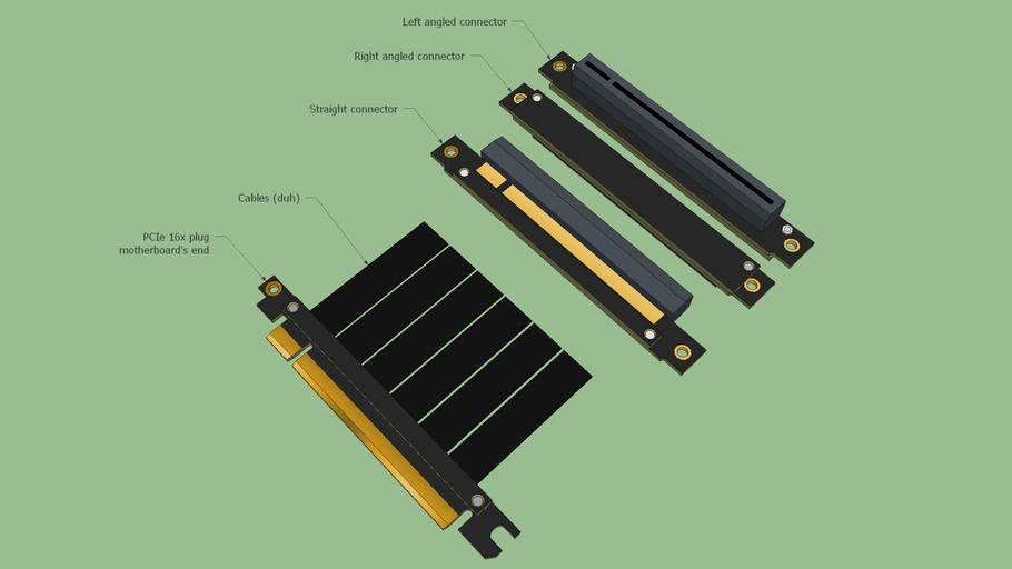 OEM PCIe 16x riser (straight and angled) | 3D Warehouse