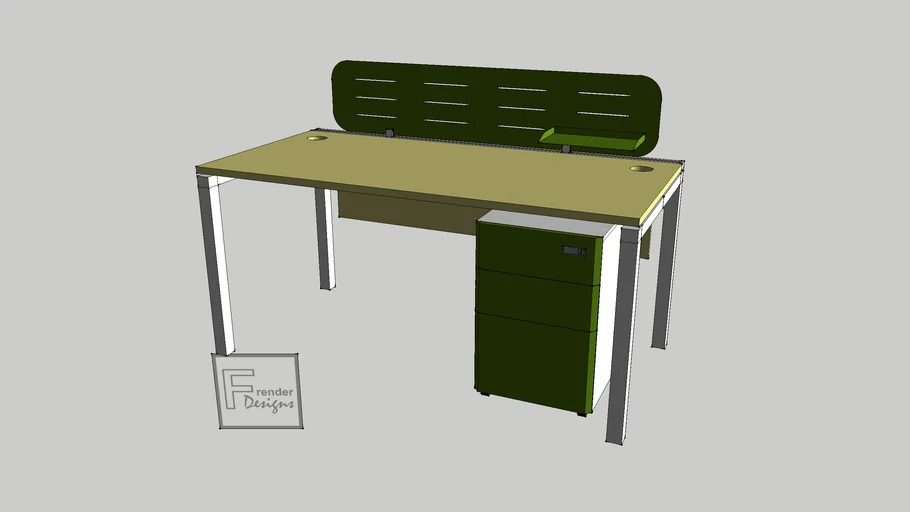 WORKSTATION_DESK with MOBILE PEDESTAL_1600x800x750mmH | 3D Warehouse