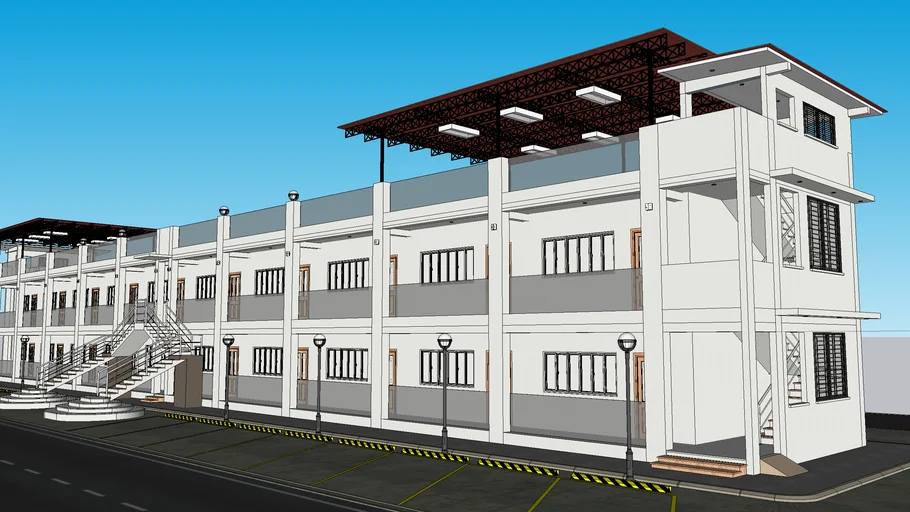 2 storey-20 units Accommodation Building | 3D Warehouse