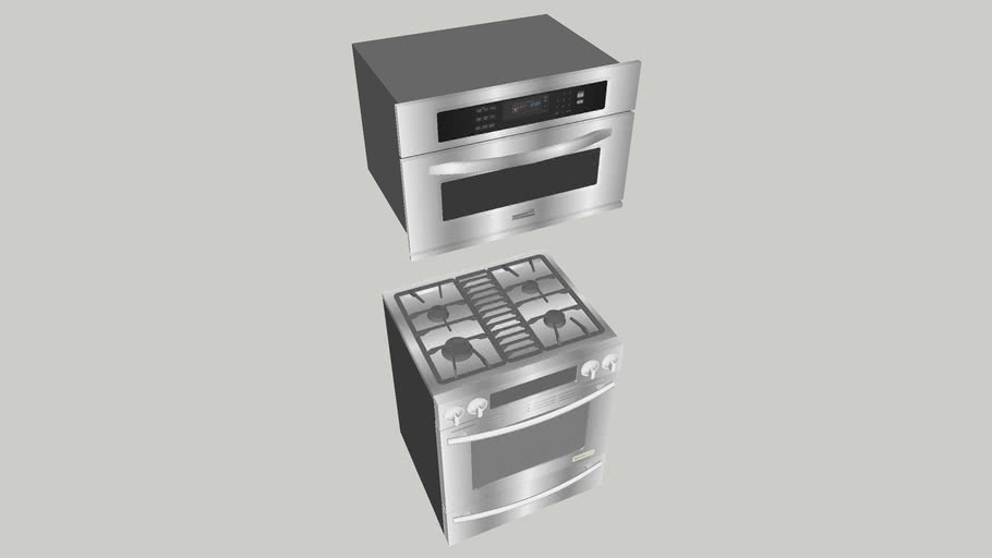 Oven Range and Microwave above | 3D Warehouse