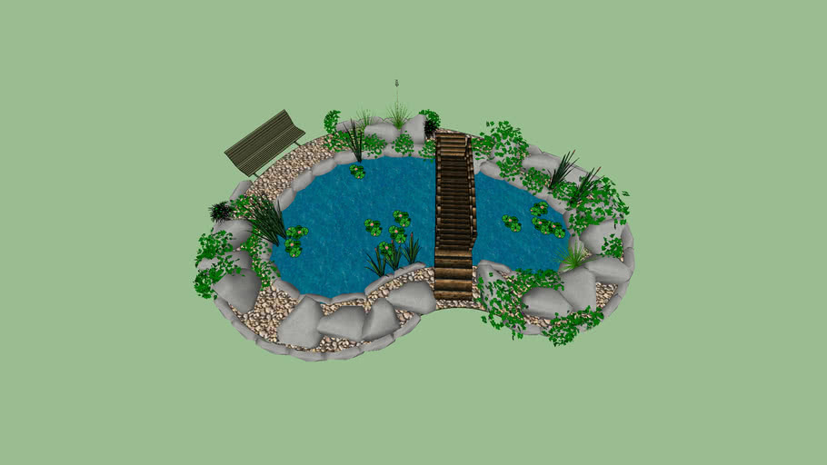 Small_pond_w_bridge | 3D Warehouse