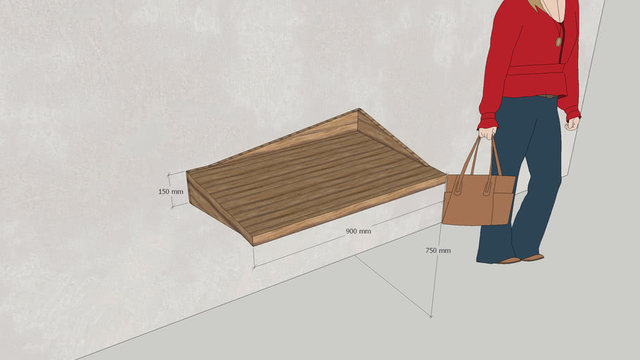 Wall mounted simple Study Table 900X600 +Texture | 3D Warehouse