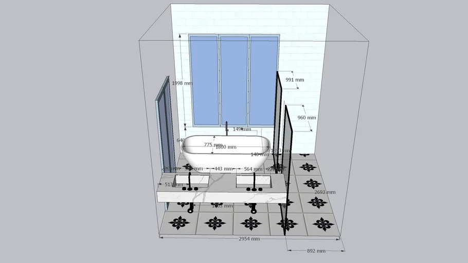 54 Aberdeen Tce, Gordon Park. Upstairs ensuite | 3D Warehouse
