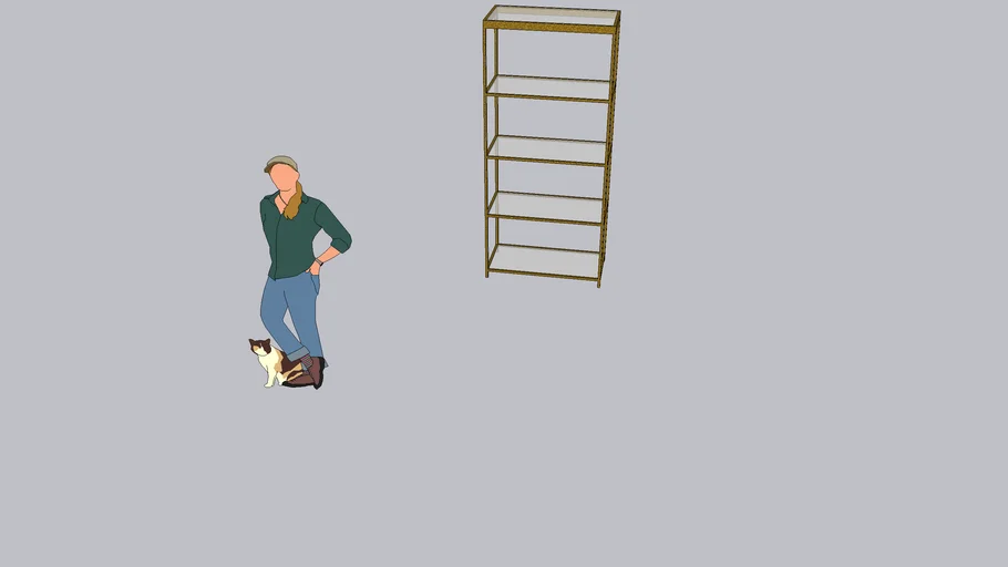 Ryandale Bookcase Antique Brass Finish SKU - A4000441 | 3D Warehouse