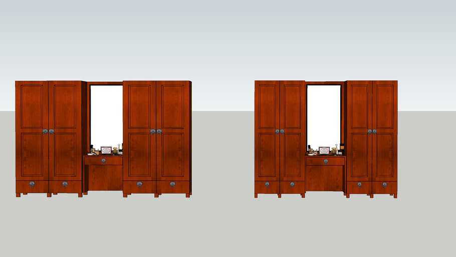 wardrobe wooden with dressing | 3D Warehouse