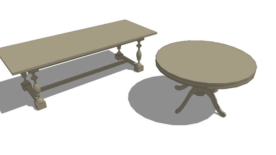 Matching round and square wooden tables | 3D Warehouse
