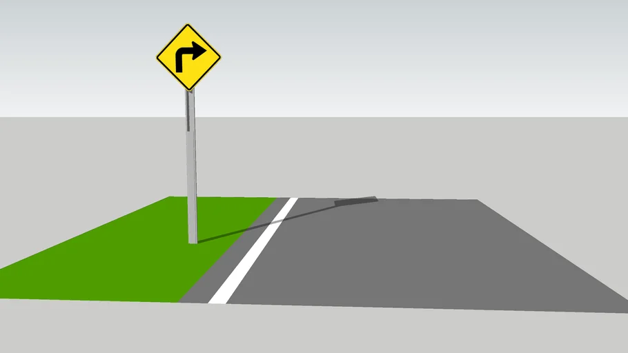 Right Closed Curve Sign / Señal Curva Cerrada a la derecha | 3D Warehouse