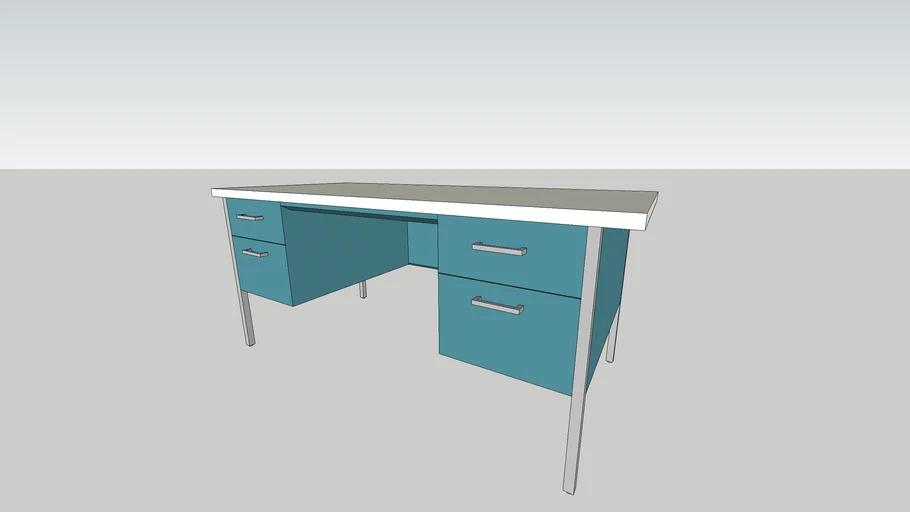 Steelcase Double Pedestal Desk Blue | 3D Warehouse
