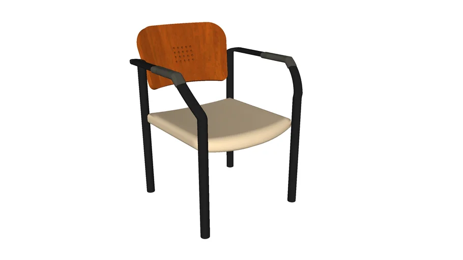Stack Chair - Metal with Wood Back | 3D Warehouse