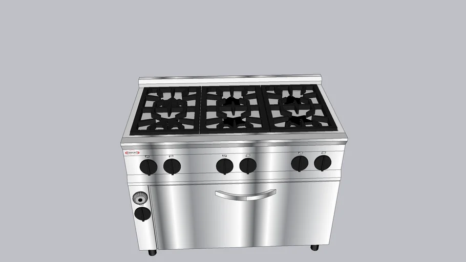Gas 6 Burner Rang With Gas Oven Size :120x75x85cm Empero Turkey | 3D ...