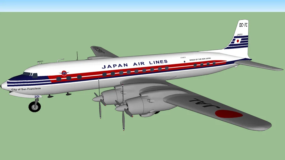 Japan Airlines DC-7C Seven Seas 'City of San Francisco' (1958) | 3D ...