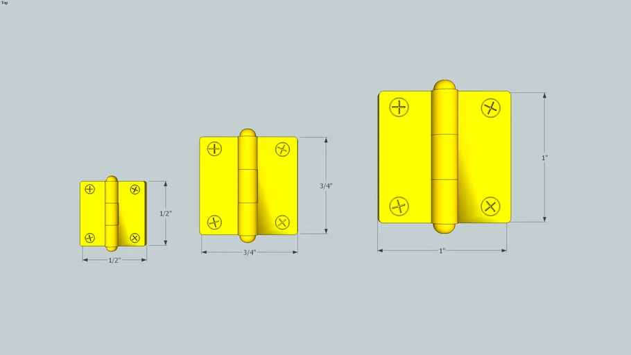 Brass Hinges 3 sizes | 3D Warehouse