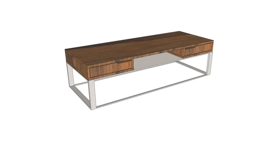 Coffee Table - Rectangular Wood & Chrome | 3D Warehouse