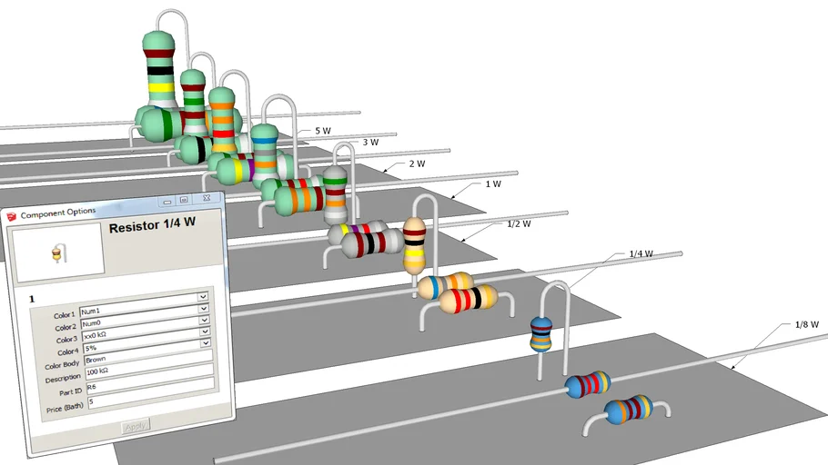 Resistor - Dynamic Component Option Change Color | 3D Warehouse