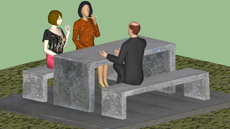 Artificial stone table and seats | 3D Warehouse