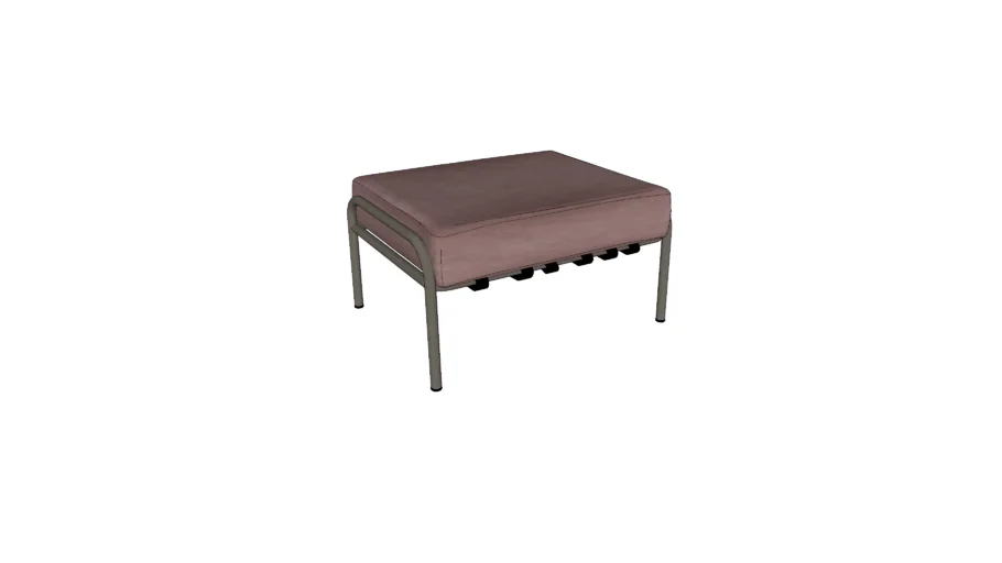 Pouf Barnabé, Assise Velours rose poudre - Pieds Bruts | 3D Warehouse