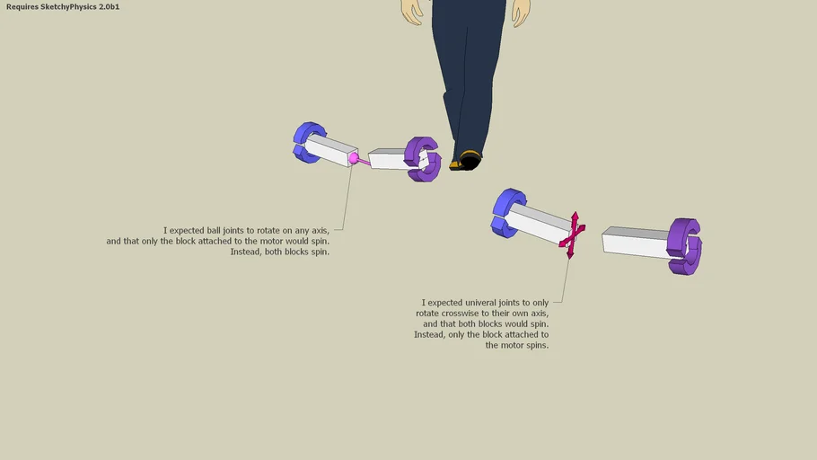 Sketchyphysics bug - reversal of ball and univeral joints | 3D Warehouse