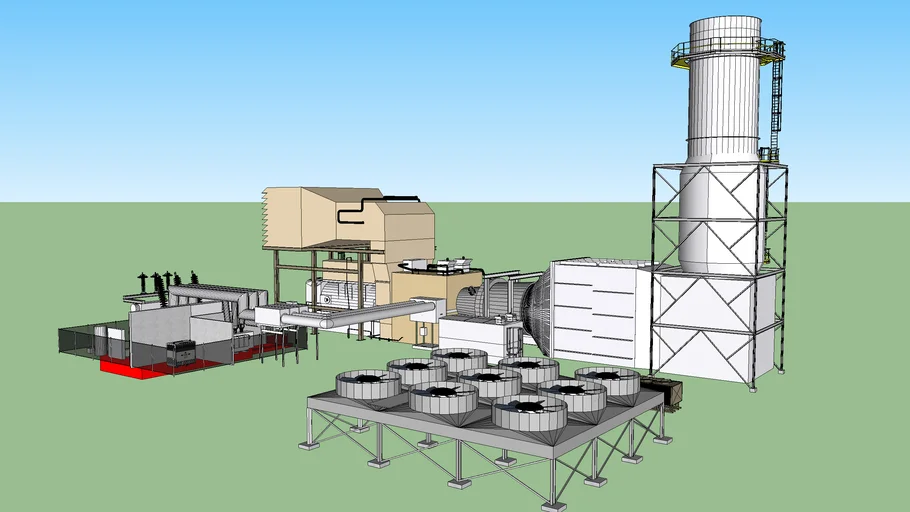Gas turbine and generator | 3D Warehouse