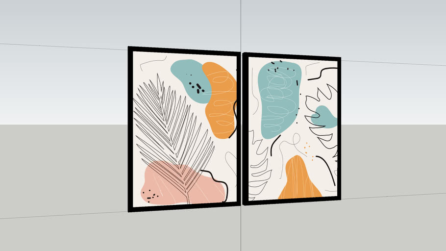 Kit Quadros Decorativos Abstrato Duo | 3D Warehouse