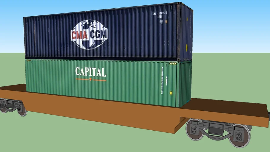 Container Double Stack in Intermodel Train Car | 3D Warehouse