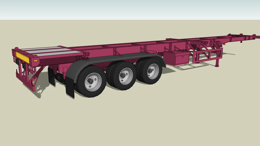 Container Carrier Skeleton Trailer - 45ft | 3D Warehouse