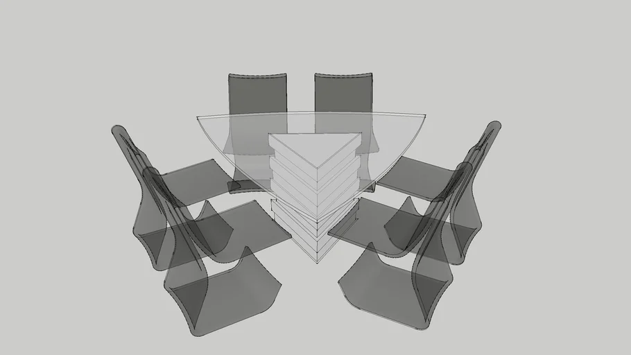 Dinner Table with Chairs - White/Transparent ABS | 3D Warehouse