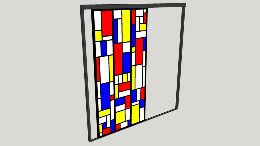 Porta de Correr de Madeira 1,0 x 2,10m Mondrian | 3D Warehouse