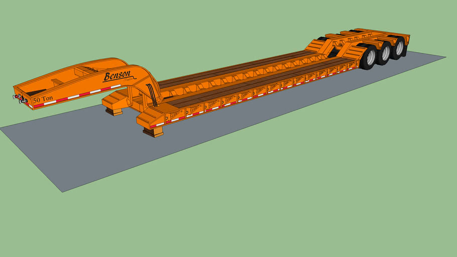 50 ton lowboy with detailed neck and 27ft well | 3D Warehouse