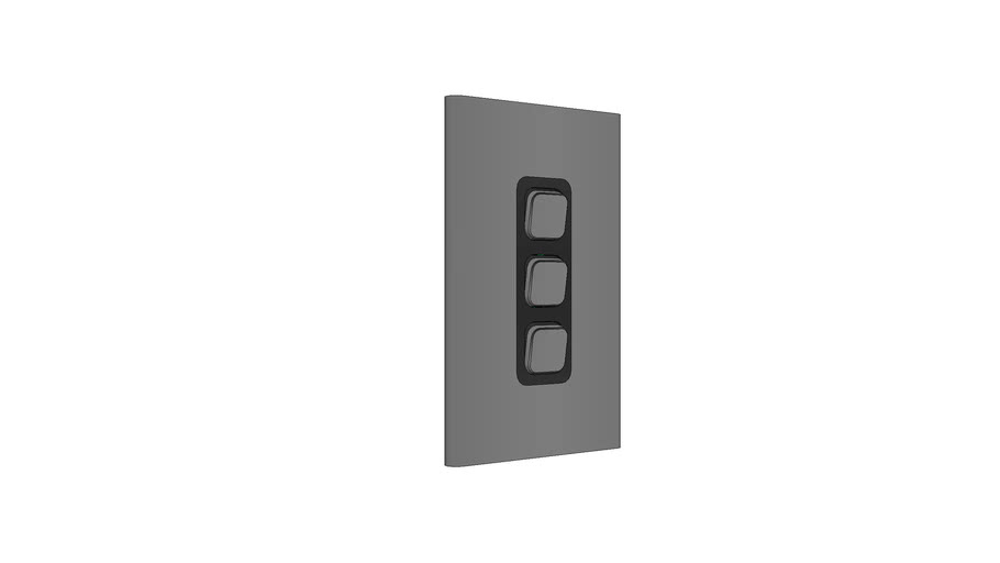 S3043C-SH, Clipsal Iconic Styl - Skin Switch Vertical/Horizontal 3 Gang ...