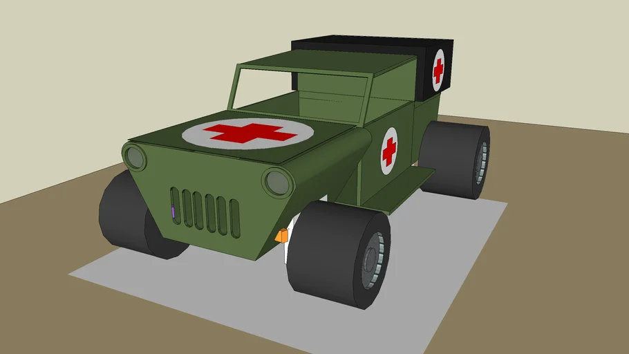 red cross very realistic damageable jeep sketchyphysics! | 3D Warehouse