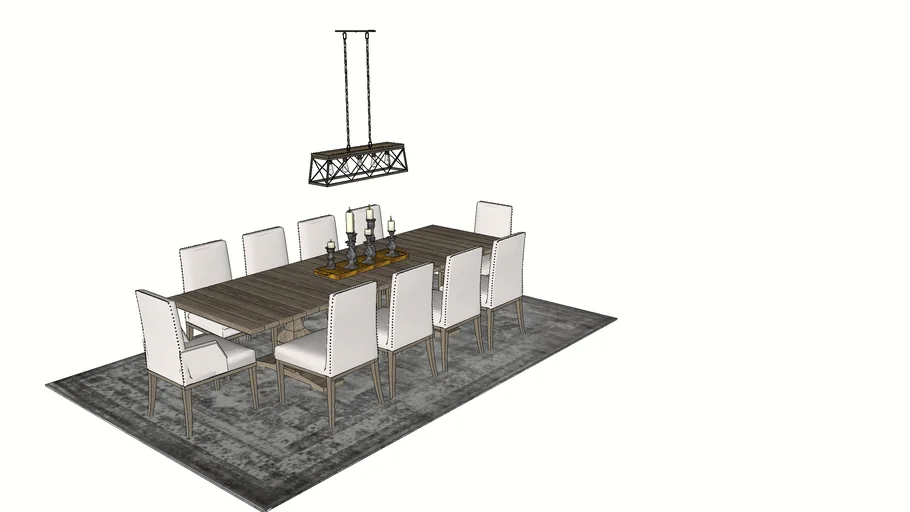 DINING TABLE WITH CHAIRS, CHANDELIER | 3D Warehouse