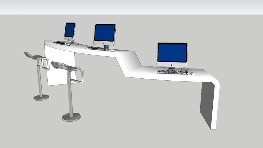 Curved working height media counter | 3D Warehouse