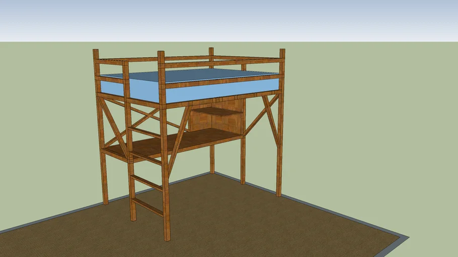 Queen Size Loft Bed | 3D Warehouse